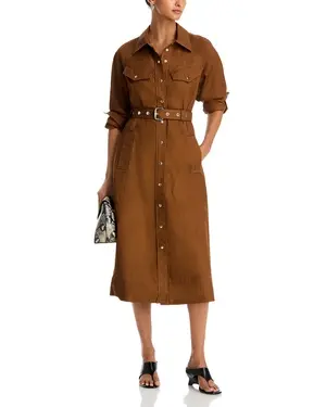 3.1 Phillip Lim Belted Utility Cotton Midi Shirt Dress