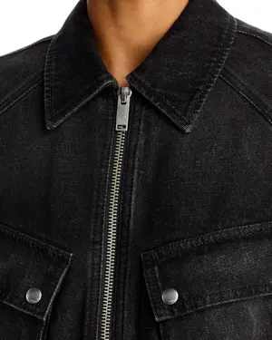 3.1 Phillip Lim Cropped Denim Bomber Jacket
