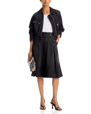 3.1 Phillip Lim Pleated Denim Midi Skirt