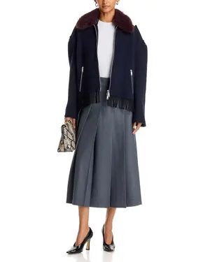 3.1 Phillip Lim Faux Fur Collar Scarf Hem Jacket