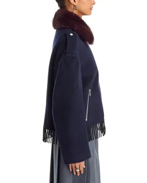 3.1 Phillip Lim Faux Fur Collar Scarf Hem Jacket