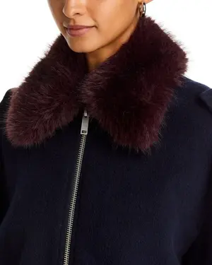 3.1 Phillip Lim Faux Fur Collar Scarf Hem Jacket