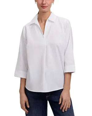 Foxcroft Cleo Johnny Collar Top - White