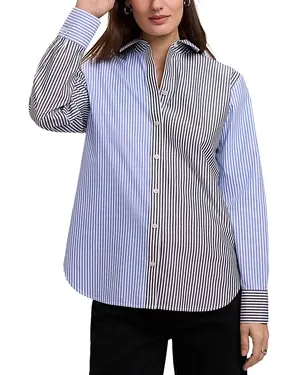 Foxcroft Meghan Colorblocked Striped Shirt - Multi
