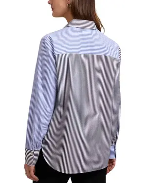 Foxcroft Meghan Colorblocked Striped Shirt