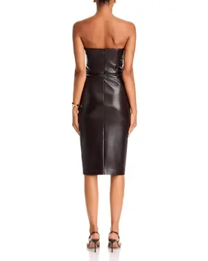 Generation Love Strapless Faux Leather Dress With Ruched Detailing And Slit