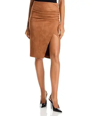 Generation Love Gina Ruched Faux Suede Skirt - Tawny