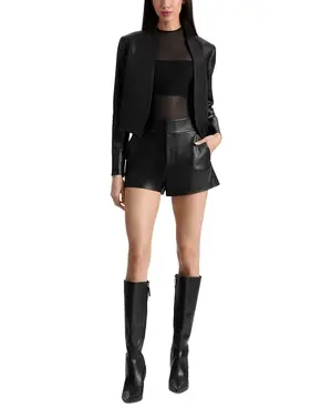Alice + Olivia New Harvey Leather Open Front Jacket