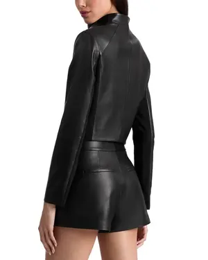 Alice + Olivia New Harvey Leather Open Front Jacket