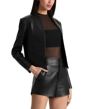 Alice + Olivia New Harvey Leather Open Front Jacket
