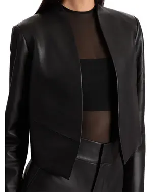 Alice + Olivia New Harvey Leather Open Front Jacket