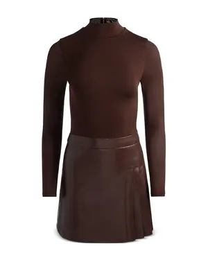 Alice + Olivia Chara Long Sleeve Mock Neck Mini Dress