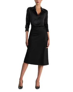 Alice + Olivia Willa 70s Collar Placket Top - Black