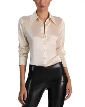 Alice + Olivia Alice And Olivia Willa 70s Collar Placket Top Chino