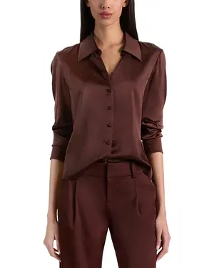 Alice + Olivia Willa 70s Collar Placket Top
