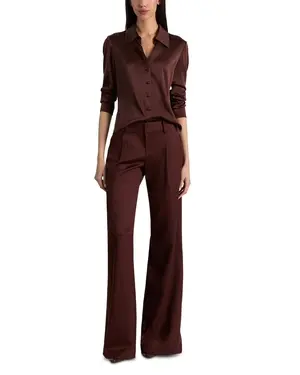 Alice + Olivia Willa 70s Collar Placket Top