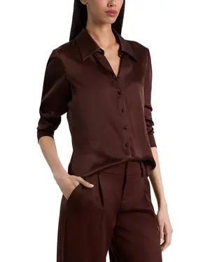 Alice + Olivia Willa 70s Collar Placket Top
