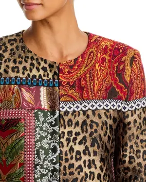 Alice + Olivia Kidman Mixed Media Collarless Jacket