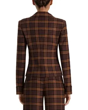 Alice + Olivia Macey Shrunken Blazer - Dark Chocolate/camel