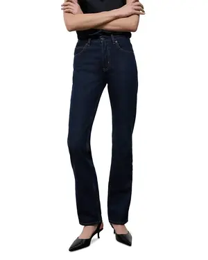 Staud Teddy Mid Rise Straight Jeans - Indigo