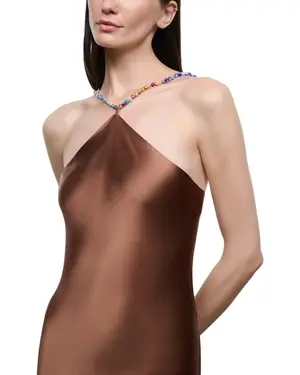 Staud Cadence Satin Halter Maxi Dress