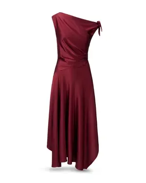 Staud Portia Stretch Silk Off-the-shoulder Dress