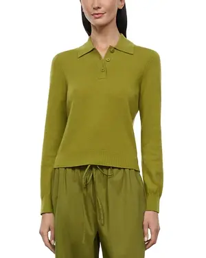 Staud Gemma Cashmere Polo Sweater - Pear
