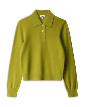 Staud Gemma Cashmere Polo Sweater