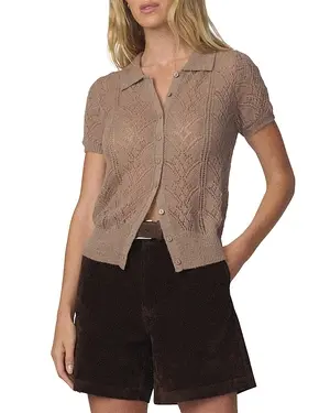 Joe's Jeans Short Sleeve Cardigan Top - Mink