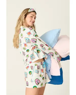 PJ Salvage Dog Print Flannel Pajama Set