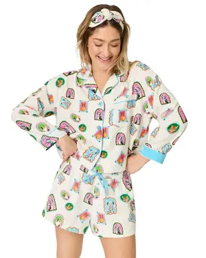PJ Salvage Dog Print Flannel Pajama Set