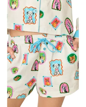PJ Salvage Dog Print Flannel Pajama Set