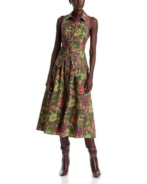 Tanya Taylor Hannah Sleeveless Shirt Dress - Army Multi