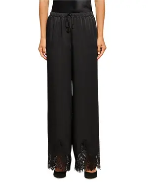 L'Agence Mirel Lace Trim Drawstring Pants - Black