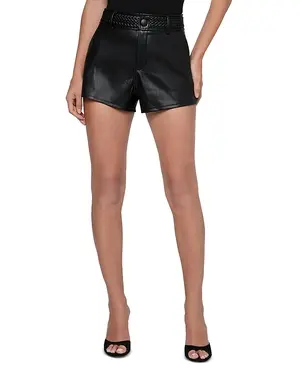 L'Agence Virelle Braided Waistband Faux Leather Shorts