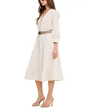 L'Agence Serafine Button Front Midi Dress