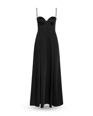 L'Agence Sutton Faux Pearl Strap Maxi Dress