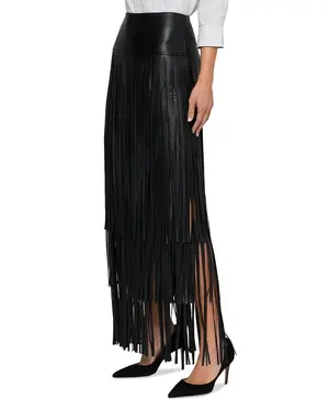 L'Agence Karoline Maxi Fringe Faux Leather Skirt - Black
