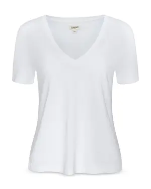 L'Agence Brianna V Neck Cotton Tee