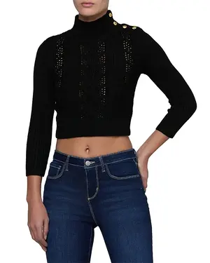 L'Agence Kamdyn Cable Mock Neck Sweater - Black/gold