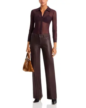 L'Agence Scottie High Rise Wide Leg Coated Jeans