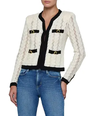 L'AGENCE Zephyra Cont Pointelle Cardigan Sweater