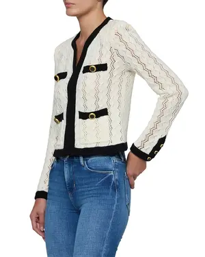 L'Agence Zephyra Cont Pointelle Cardigan Sweater