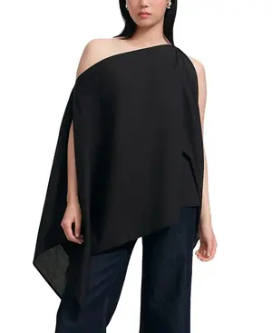 MARCELLA Asymmetrical Draped Tunic Top - Black