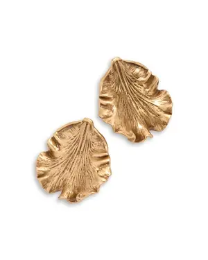 Cult Gaia Iris Leaf Earrings - Antique Brass