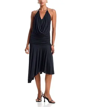 Paris Georgia Woodren Ruched Halter Midi Dress - Black