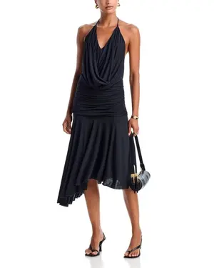 Paris Georgia Woodren Ruched Halter Midi Dress