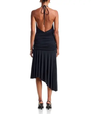 Paris Georgia Woodren Ruched Halter Midi Dress