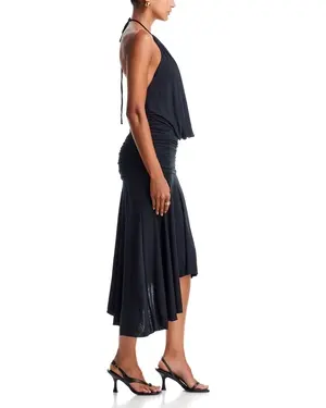 Paris Georgia Woodren Ruched Halter Midi Dress
