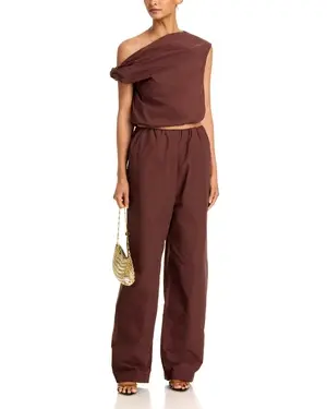 Paris Georgia Asymmetrical Neck Top - Mocha